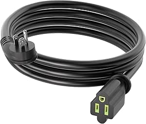 Amazon.com: POWGRN 10 Foot Flat Plug Extension Cord Black, 14/3 Gauge ...