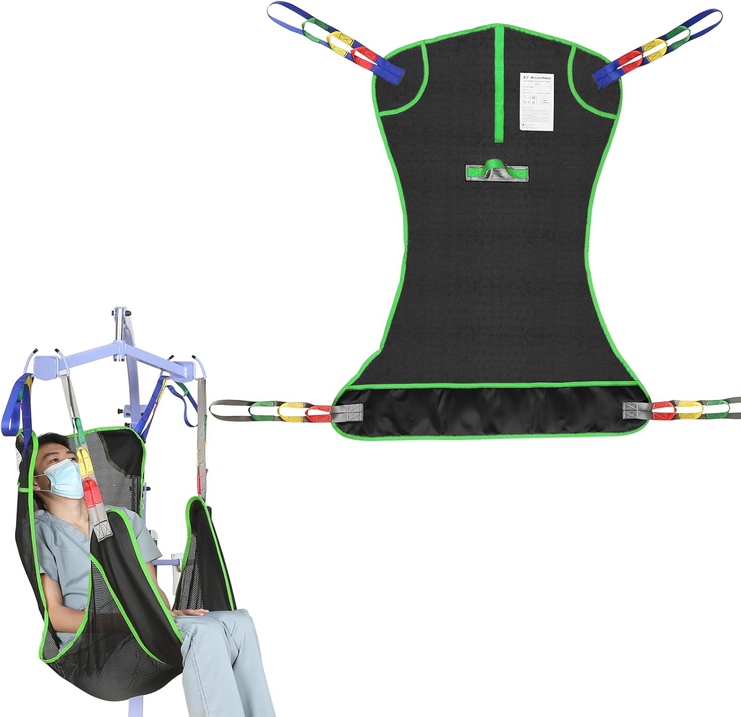 EZ Assistive Full Body Patient Lift Sling features a four points mesh ...