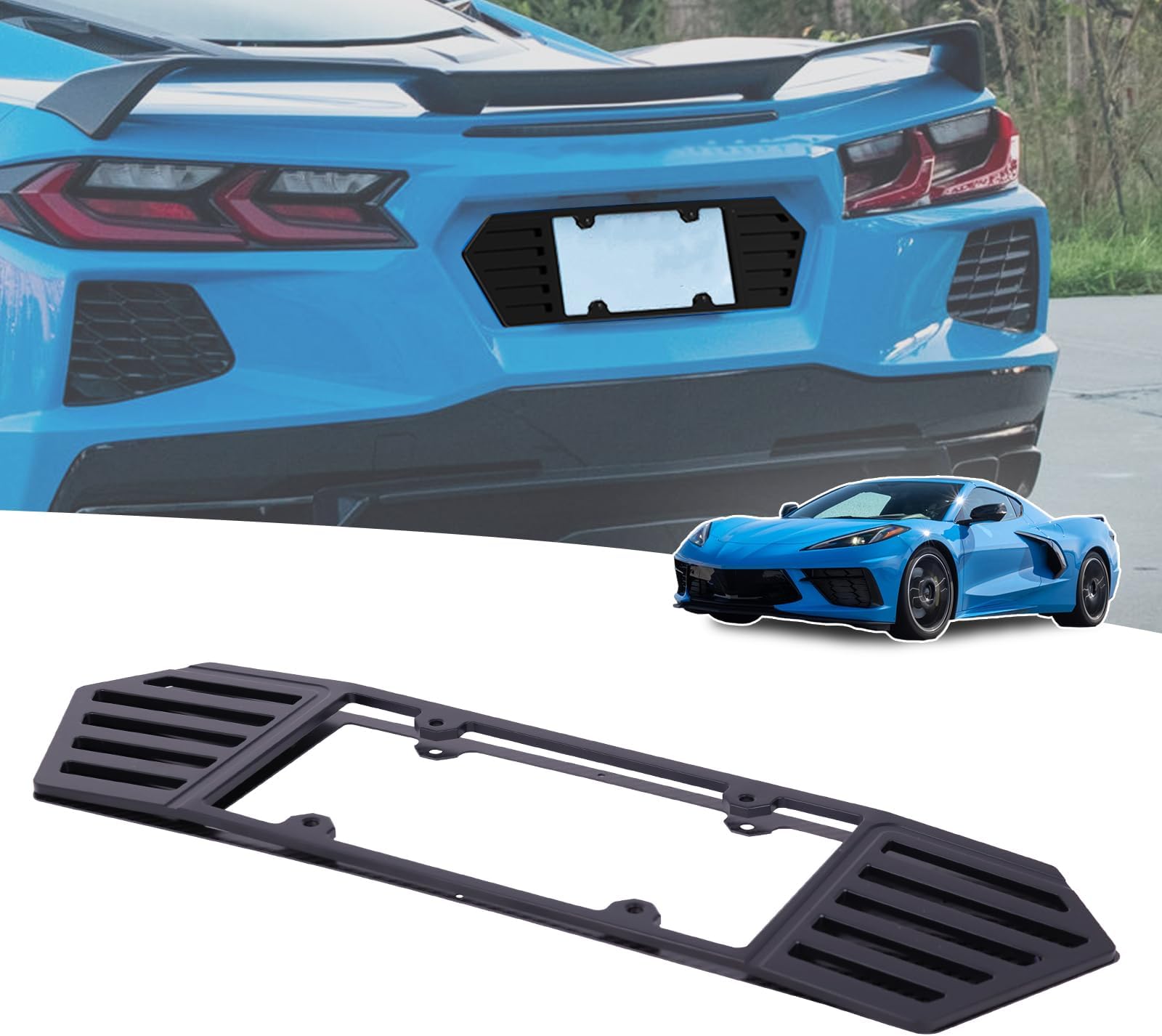 Amazon.com: Aluminum C8 License Plate Frame with Carbon Fiber ...