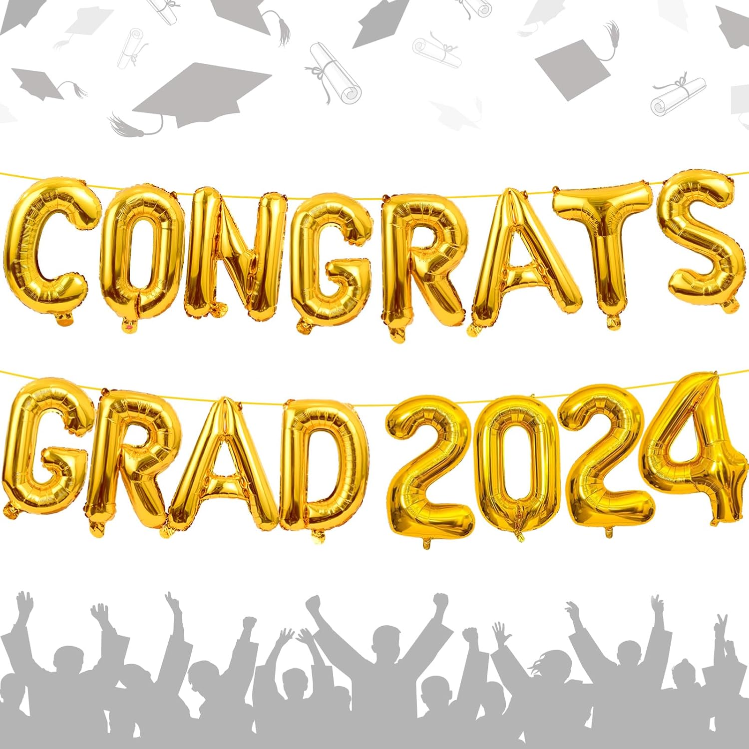 Amazon.com: 16pcs Congrats Grad Banner Balloons, 16 Inch Graduation ...