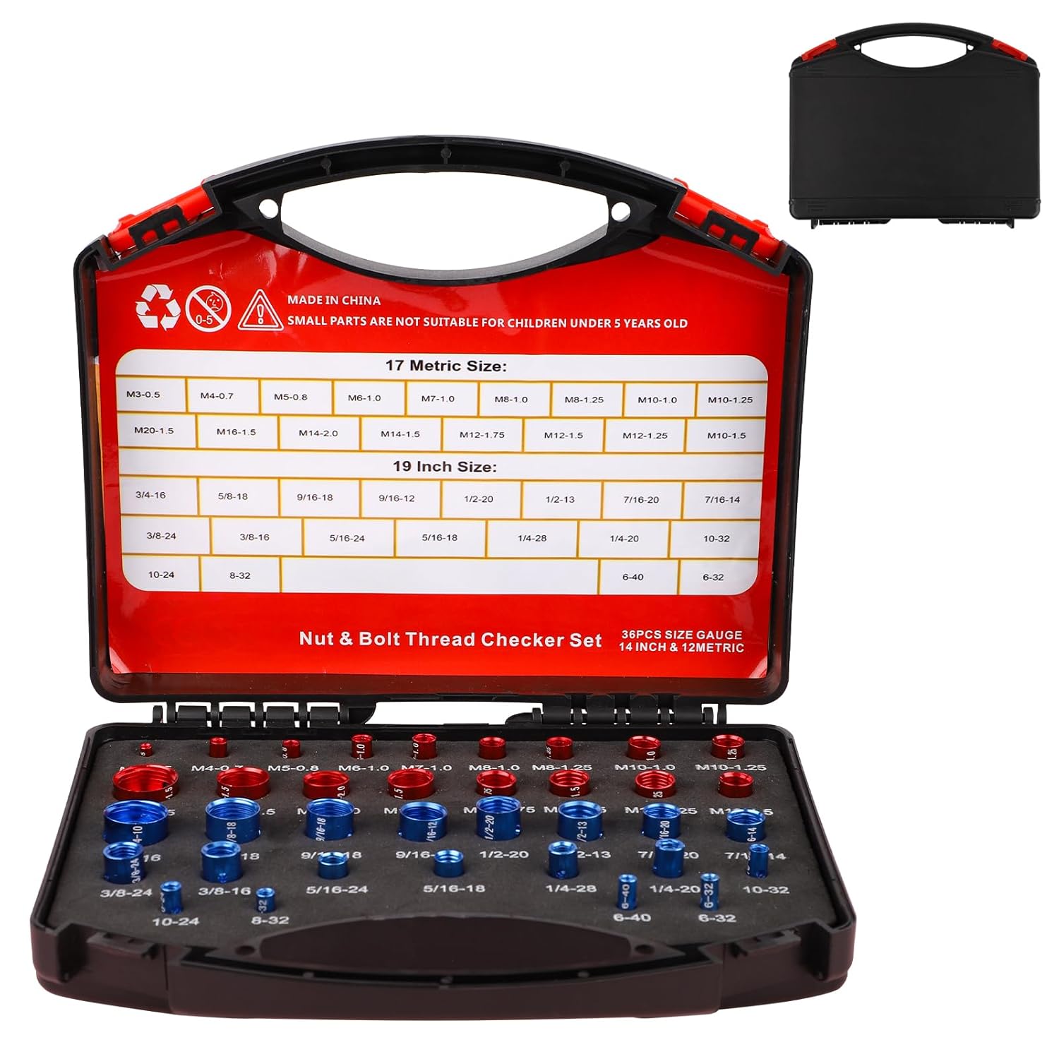 36 Male/Female Bolt Size and Thread Gauge, Nut and Bolt Thread Checker ...