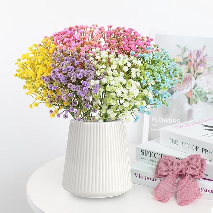 HJJMN 50Pcs Artificial Gypsophila Bouquets, Assorted Colours Fake Baby ...