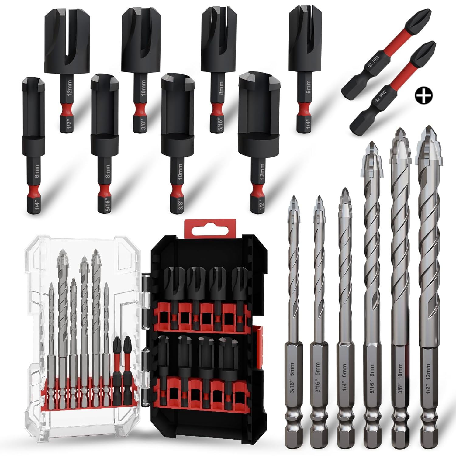 FROOOK Wood Plug Cutter Drill Bit Set 16-Piece, Straight and Tapered ...