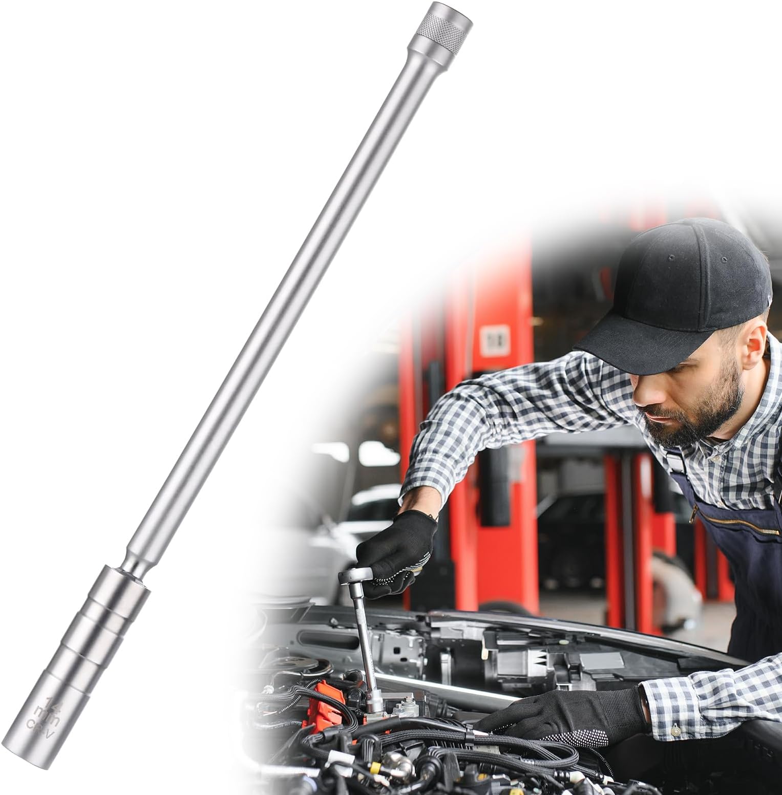 Zocipro Long Rod 14mm Spark Plug Socket, Thin Wall Universal Joint ...