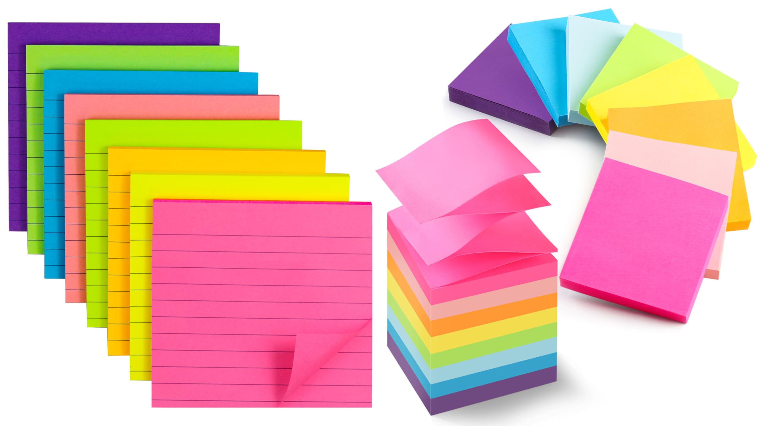 Amazon.com : 4x4 Lined Sticky Notes and 3x3 in Pop-up Sticky Notes ...
