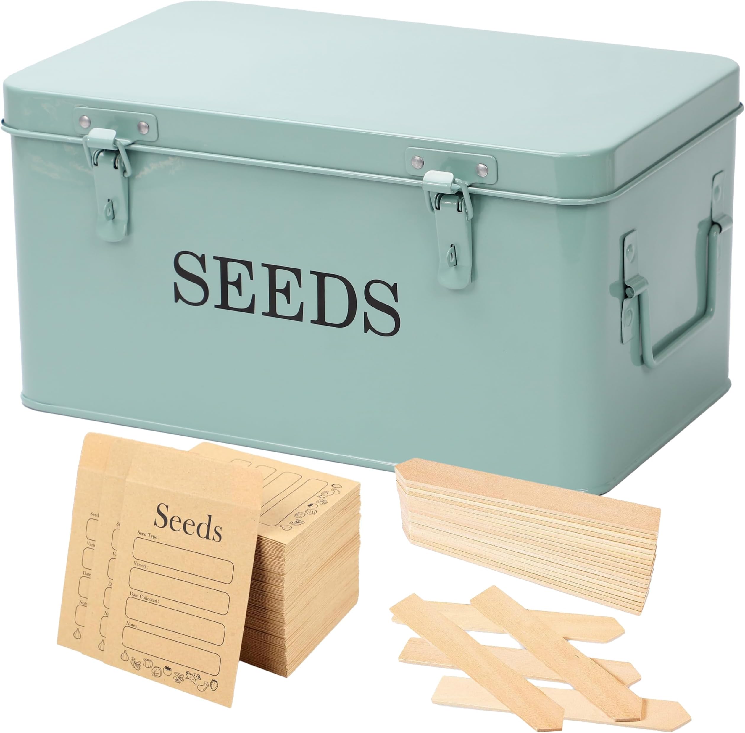 Amazon.com: Seed Storage Box – Metal Seed Packet Organizer with Garden ...