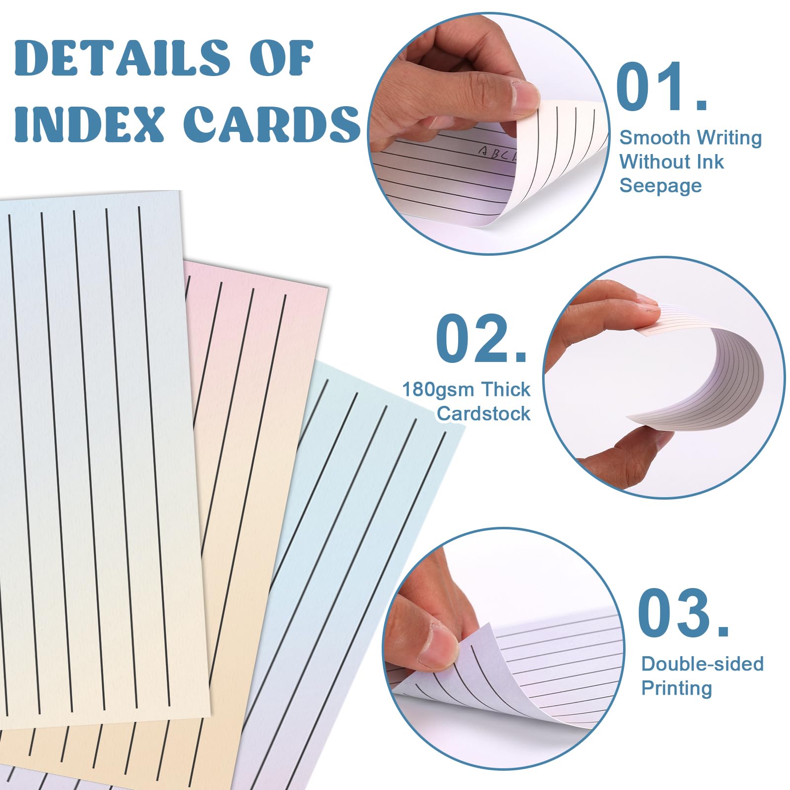 Snapklik.com : 600 Pack Ruled Index Cards 3x5 Gradient Colored Index ...