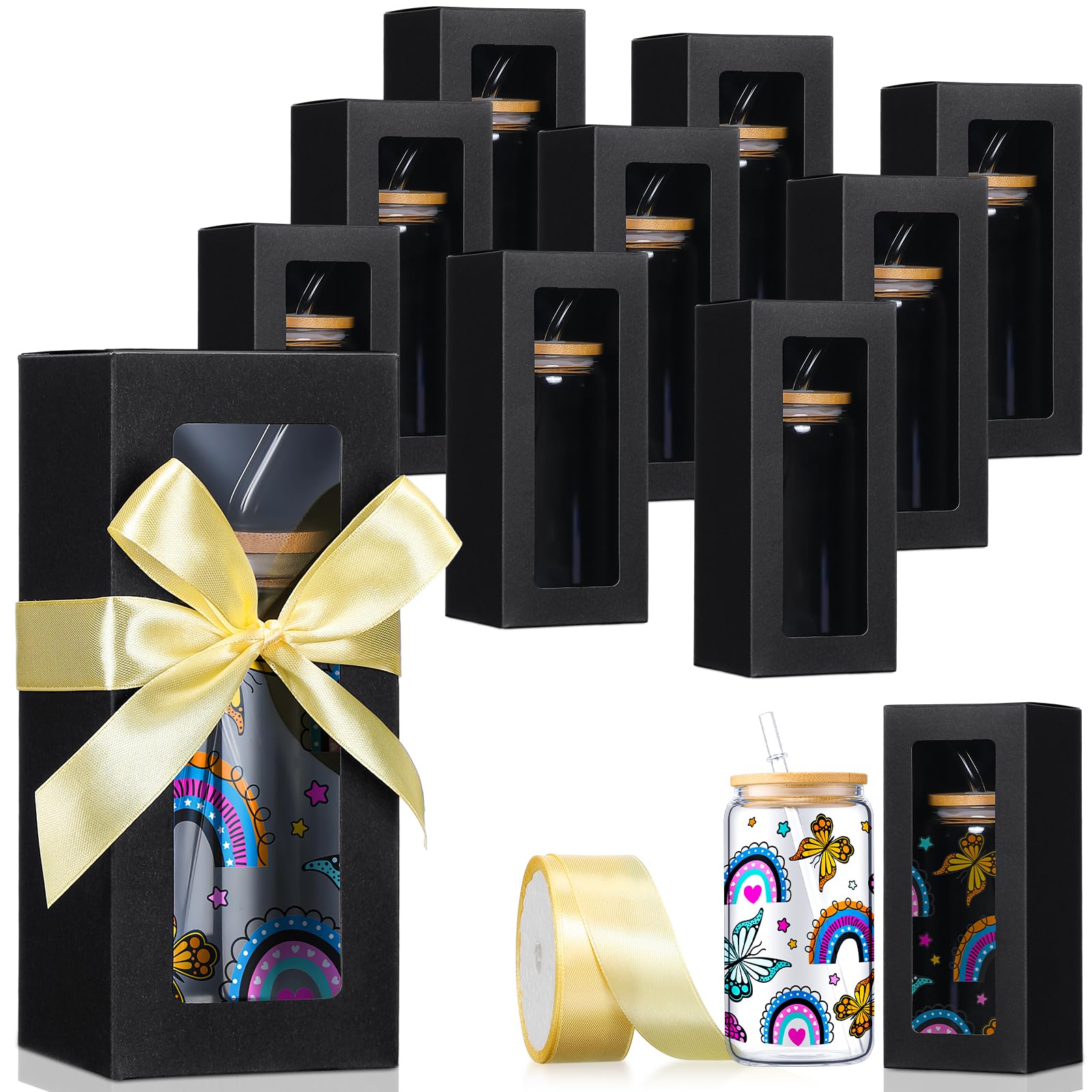 Amazon.com: Honoson 24 Pcs Gift Boxes with Ribbon for Sublimation Glass ...