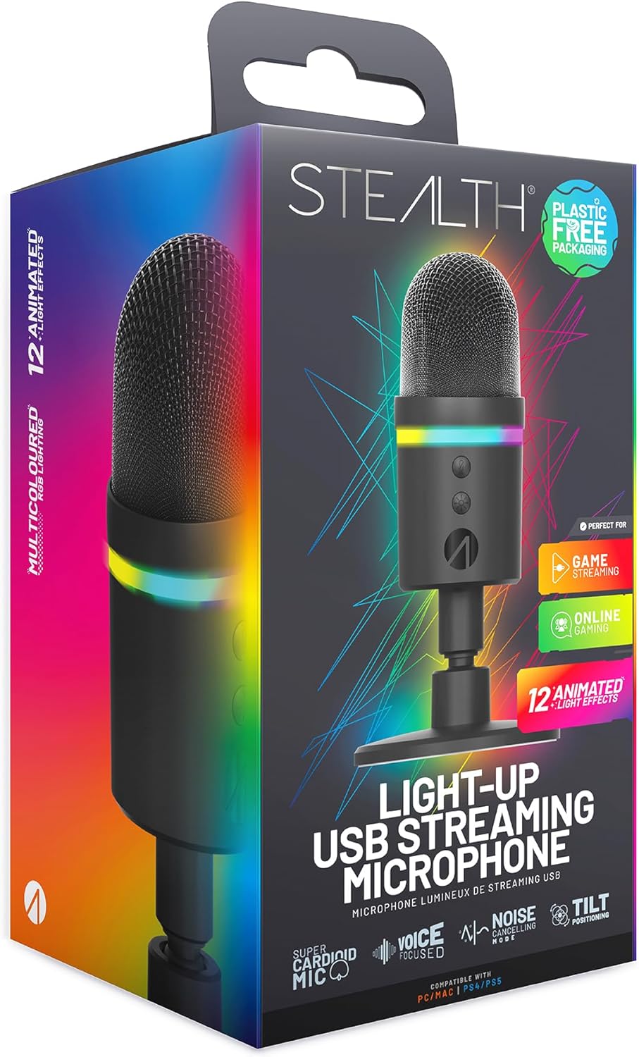 STEALTH Light-Up LED USB Streaming Microphone with Noise Cancelling ...