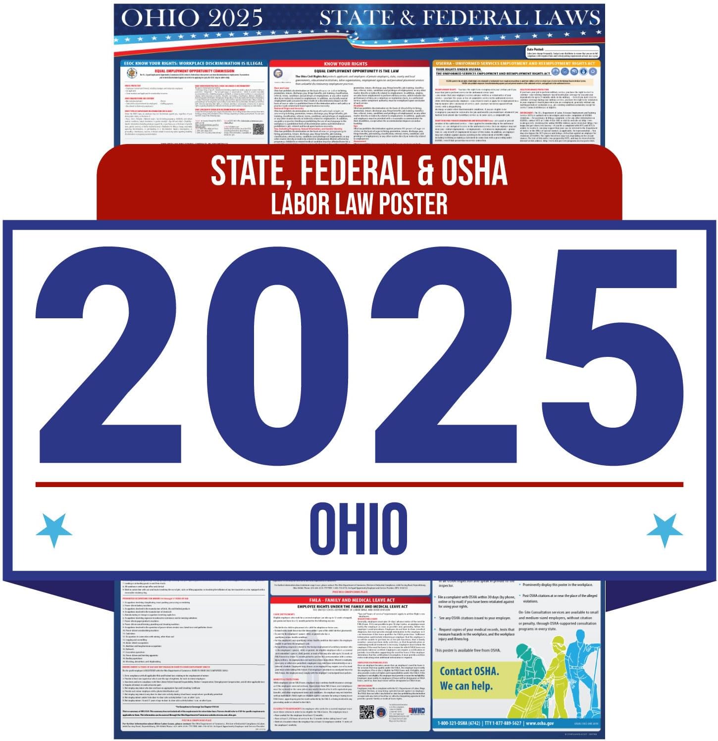 Amazon.com: 2025 Ohio State and Federal Labor Law Poster - OSHA ...