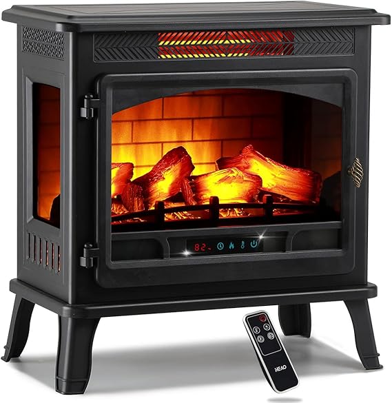 Amazon.com: HEAO Electric Fireplace 3D Infrared Fireplace Stove 24 ...
