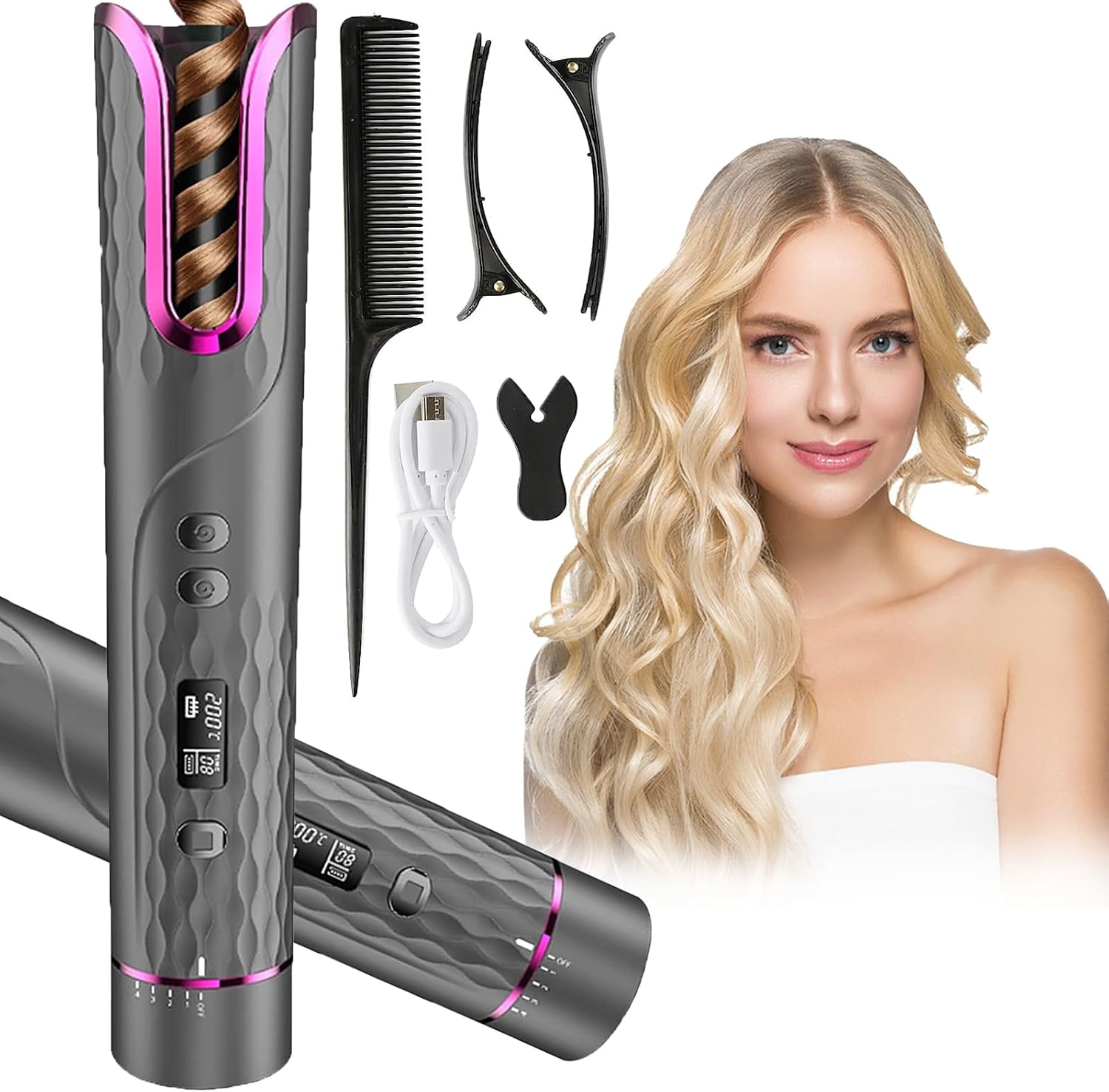Automatic Hair Curler, Portable Cordless Automatic Hair Curlers ...