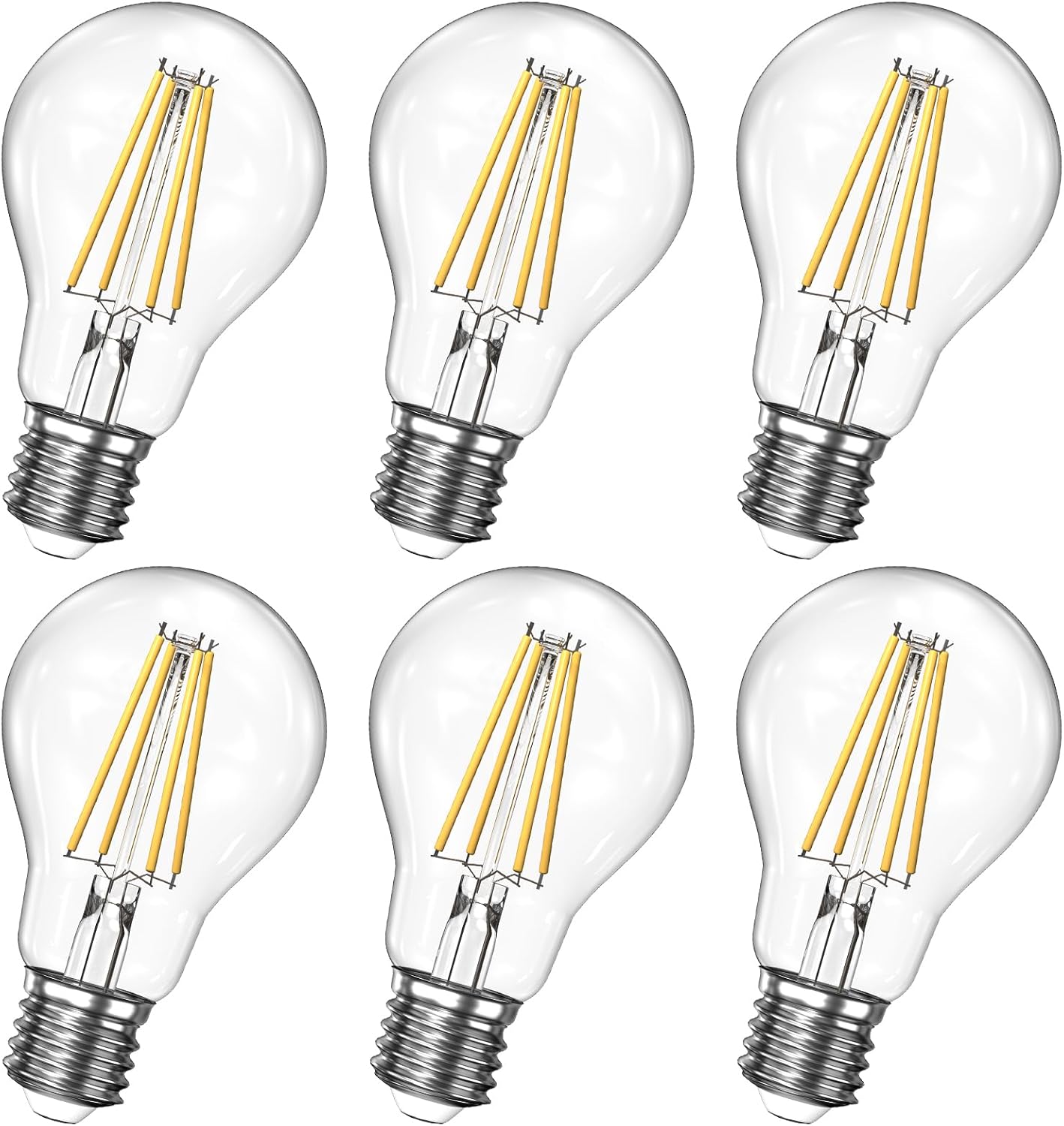 Dimmable A19 Clear LED Light Bulbs 60W Equivalent, 2700K Soft Warm ...