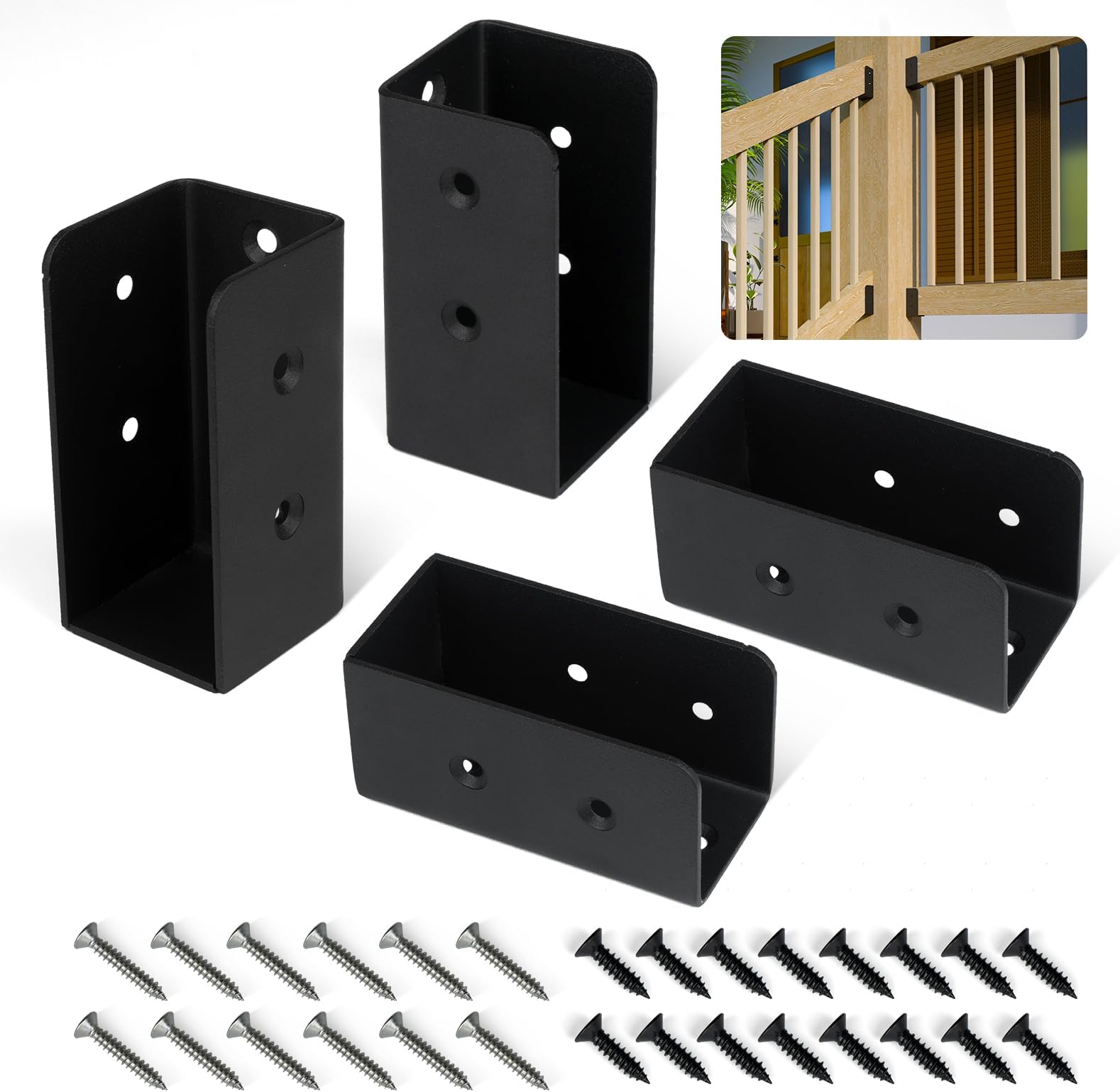 4PCS Deck Railing Brackets 304 Stainless Steel Deck Railing Connectors ...