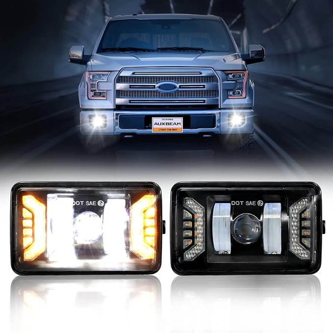 Auxbeam 2023 Upgrade LED Fog Lights with DRL + Turn Signal Light for ...