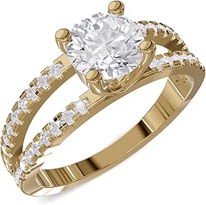 Amazon.com: HUMERA JEWELS Women’s 925 Silver Ring with Round-Cut Center ...