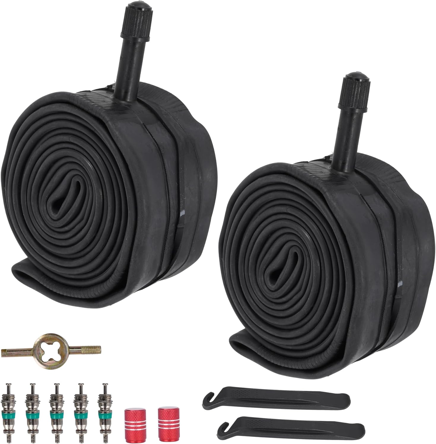 RUTU Lot de 2 chambres à air de vélo 24 x 1,75/2,125 AV32 mm Valve Schrader compatible avec les ...