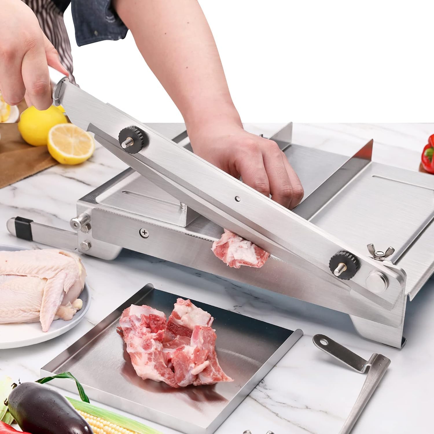 Moongiantgo Manual Frozen Meat Slicer Ribs Bone Cutter Chicken Chopper ...