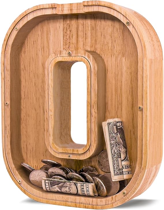 Amazon.com: Wooden Letter Piggy Bank for Kids Larger Alphabet Letter ...