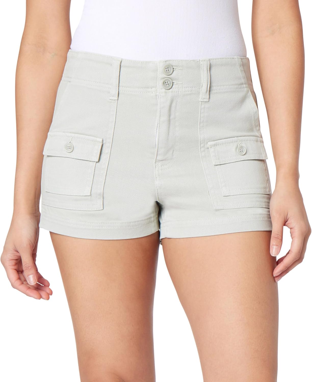 WallFlower Women's Flirty Curvy Twill Cargo Shorts 3" High-Rise Insta ...