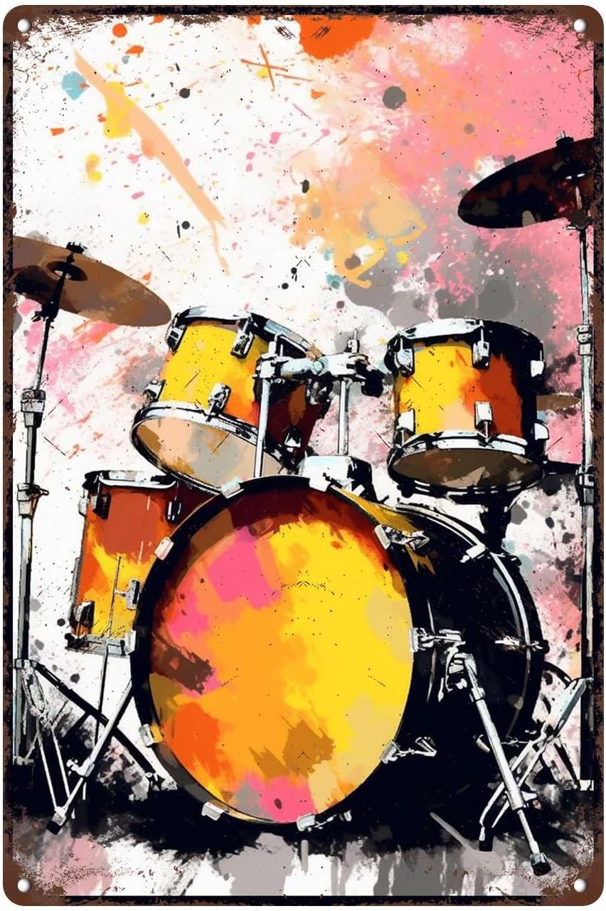 Amazon.com: Aluminum Retro Tin Sign Watercolor Music Wall Art Print ...