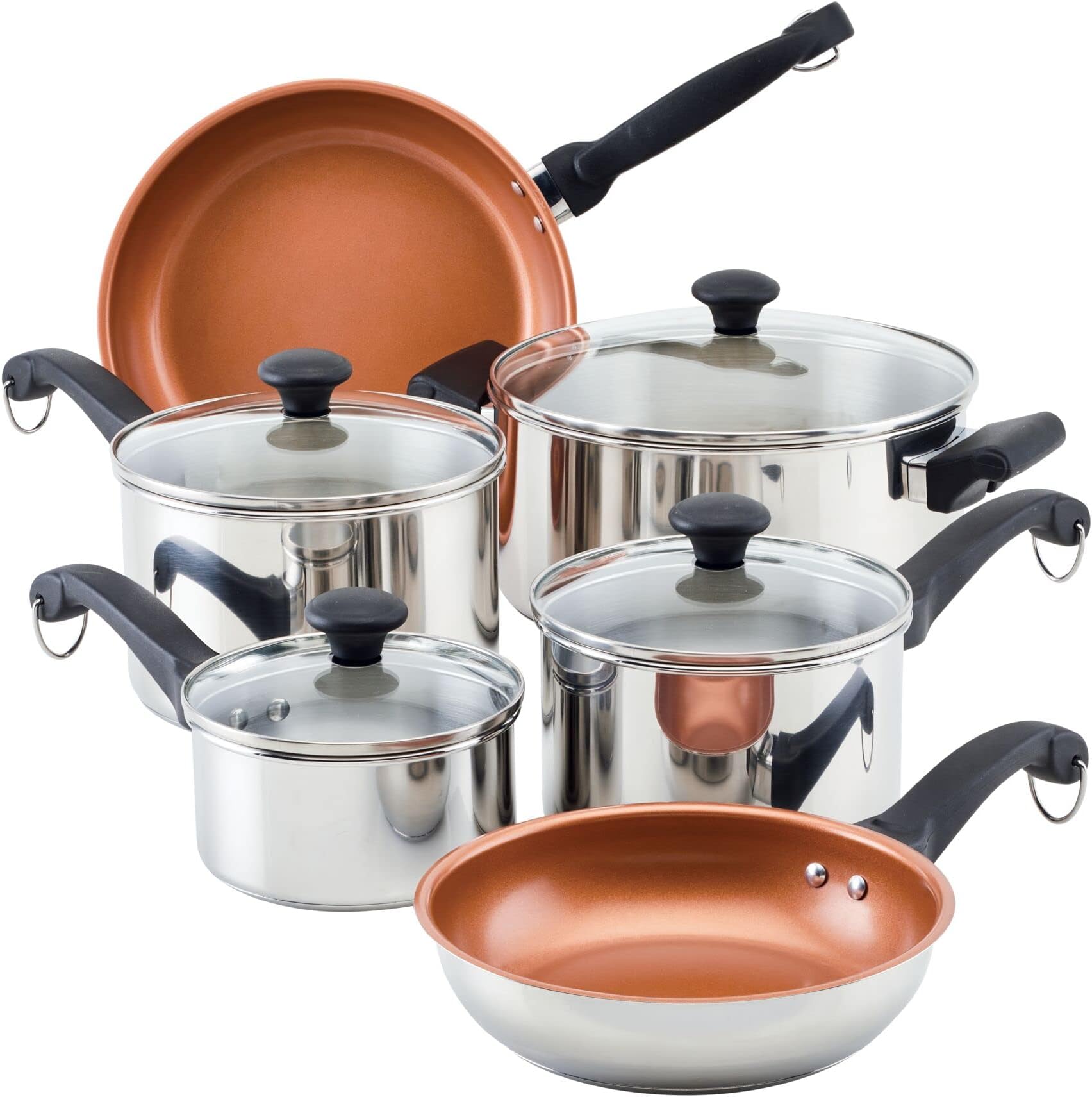 Amazon.com: Farberware Glide CopperSlide Ceramic Nonstick 12 Piece ...