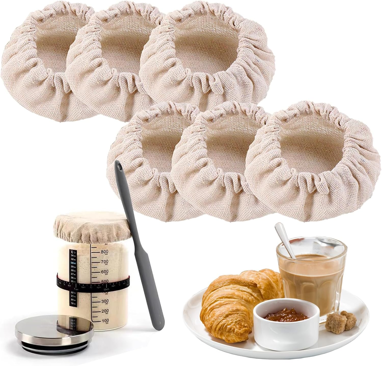 Amazon.com: 6 Pack - Cloth Covers for Sourdough Starter Jars Or ...