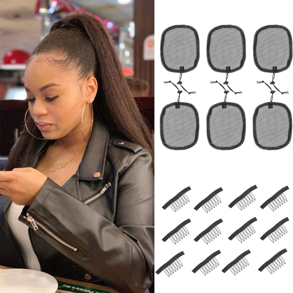 Amazon.com: 6pcs Black Ponytail Net Wig Caps For Making Guleless ...