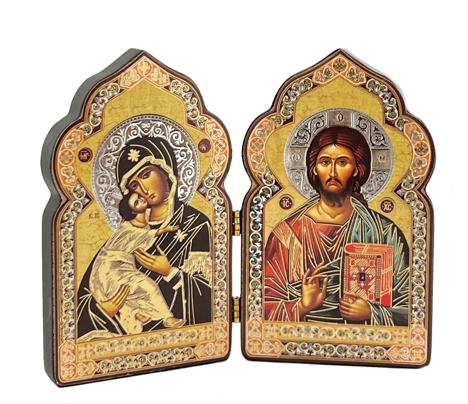 Amazon.com: Jesus Christ Icon Diptych - Christ The Teacher Virgin of ...