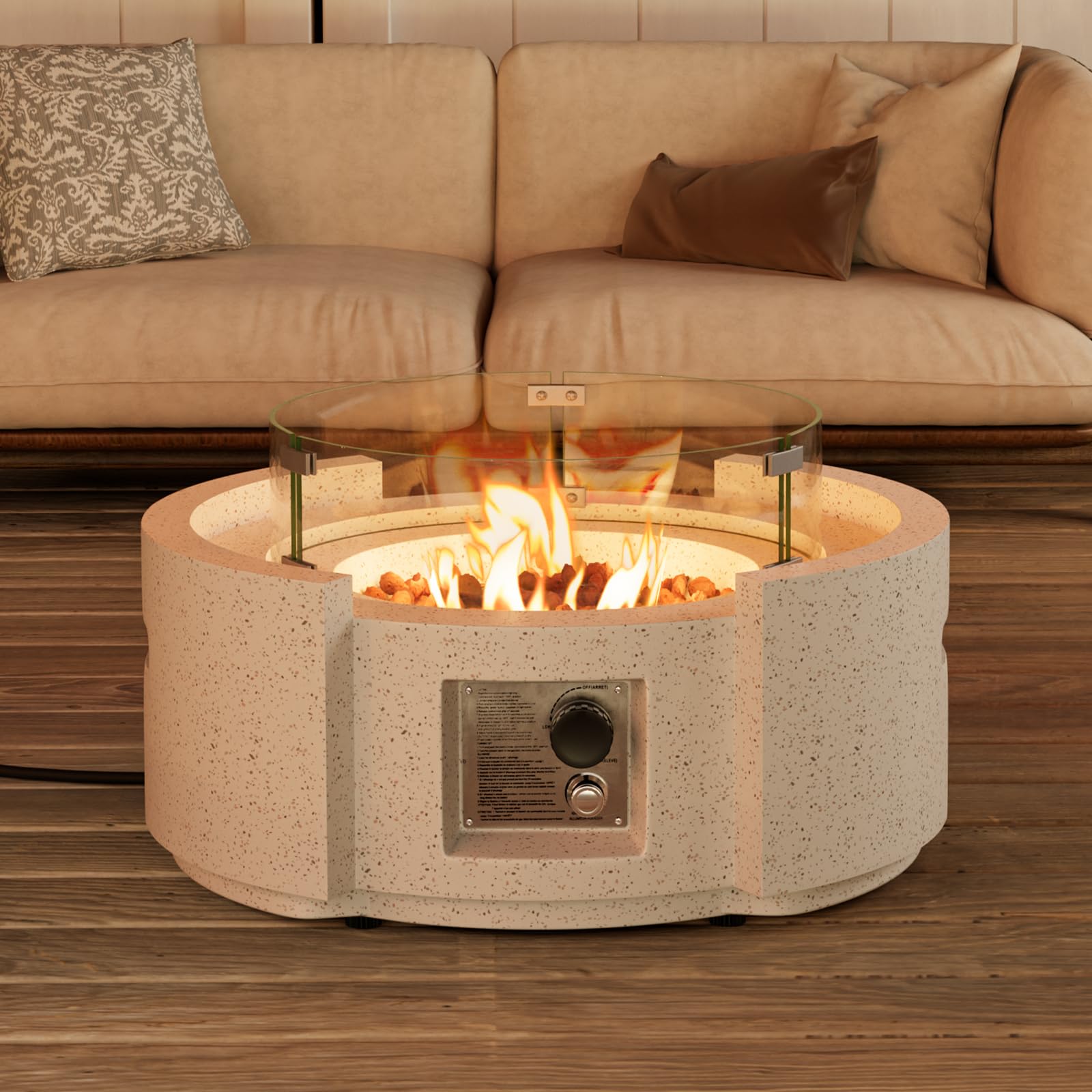 Amazon.com: COSIEST Outdoor Propane Fire Pit Table w Terrazzo White ...