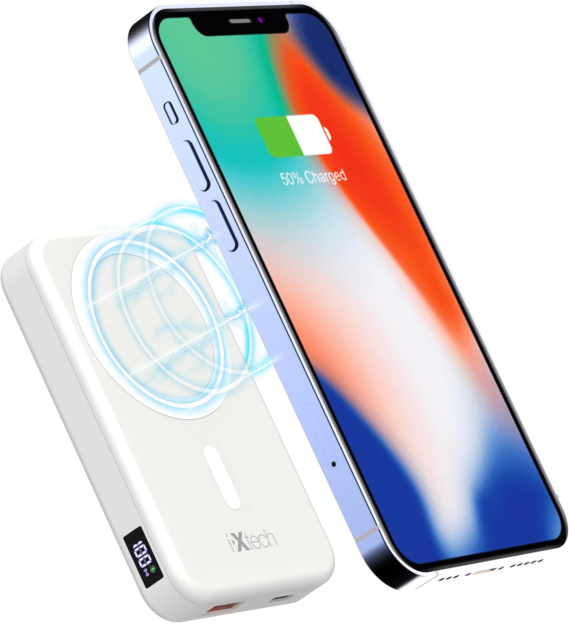 Amazon.com: IXTECH Magnetic Power Bank Magsafe Battery Pack Wireless ...