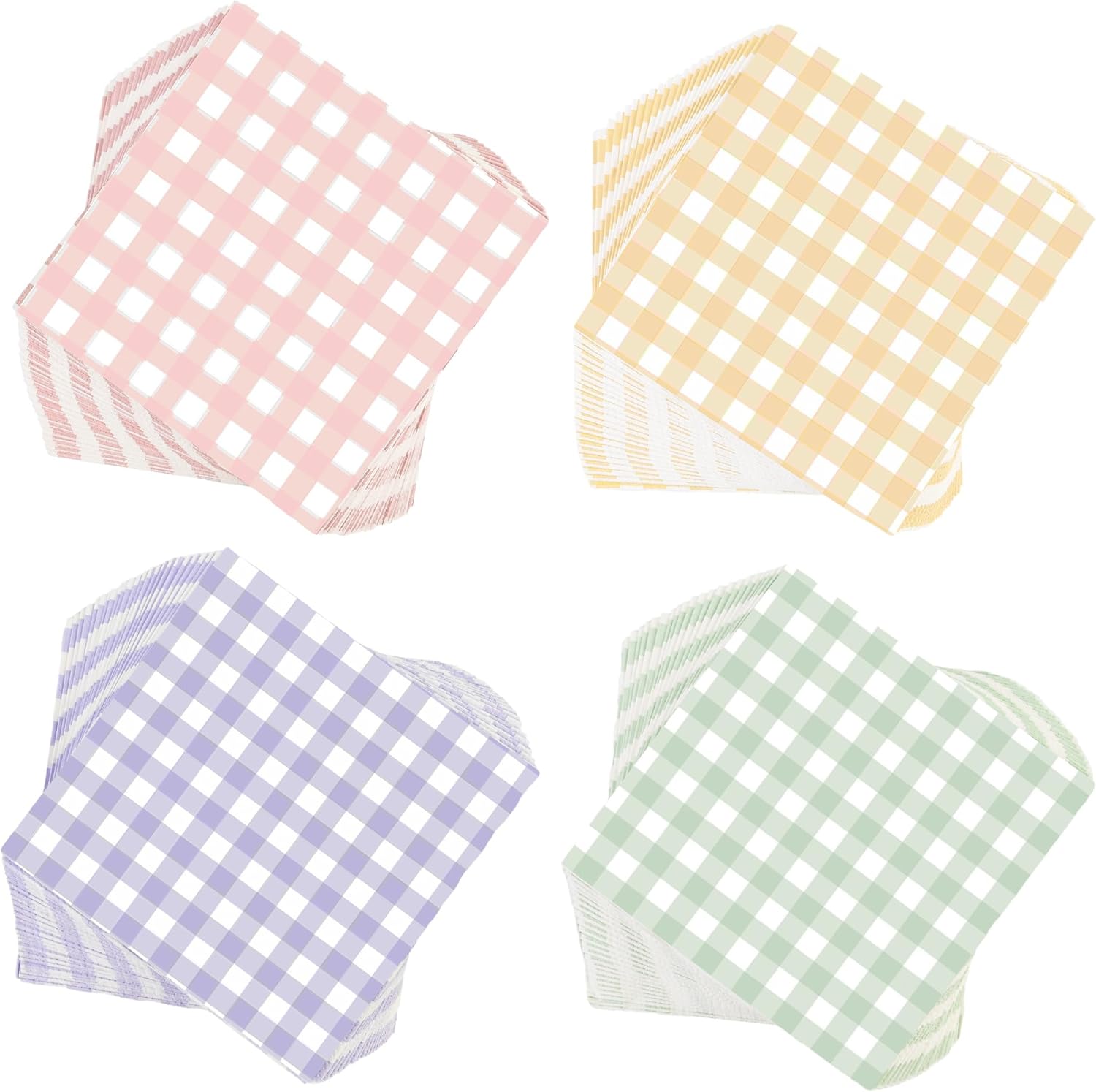 Amazon.com: 100 Pcs Easter Gingham Cocktail Napkins Checkered ...