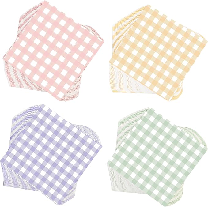 Amazon.com: 100 Pcs Easter Gingham Cocktail Napkins Checkered ...