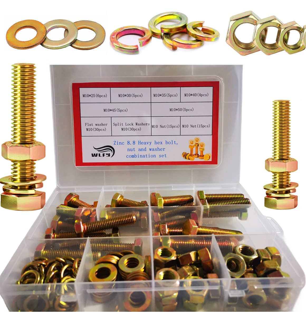 WLFY Hex Bolts Assortment Kit, Grade 8.8 M6 M8 M10 Bolts and Nuts ...