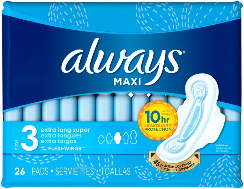 Amazon.com : Always Pads Size 3 Maxi 26 Count Xtra Long Super (Pack of ...