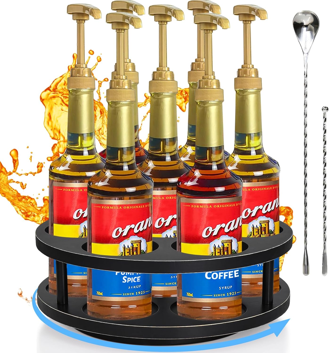 Amazon.com: Rotating Syrup Organizer for Countertop, 7 Bottle Rack ...