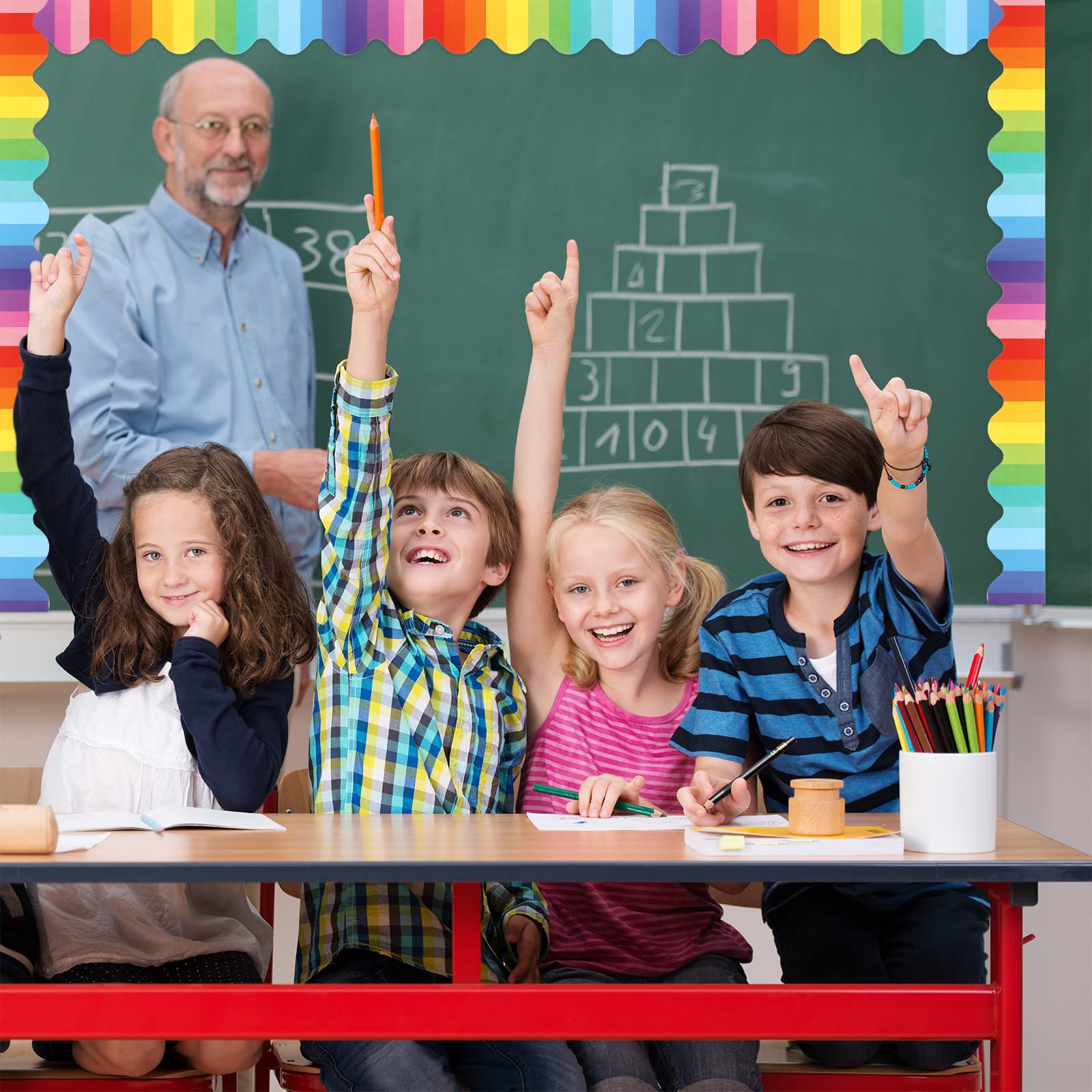 Snapklik.com : Yexiya Colorful Bulletin Board Borders Rainbow Scalloped ...