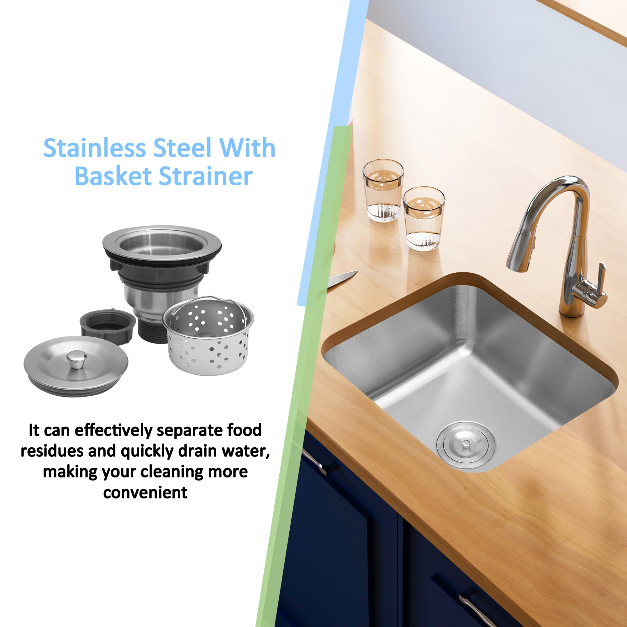 Snapklik.com : MONSINTA Bar Sink, 18" X 16" X 8" Undermount Kitchen ...