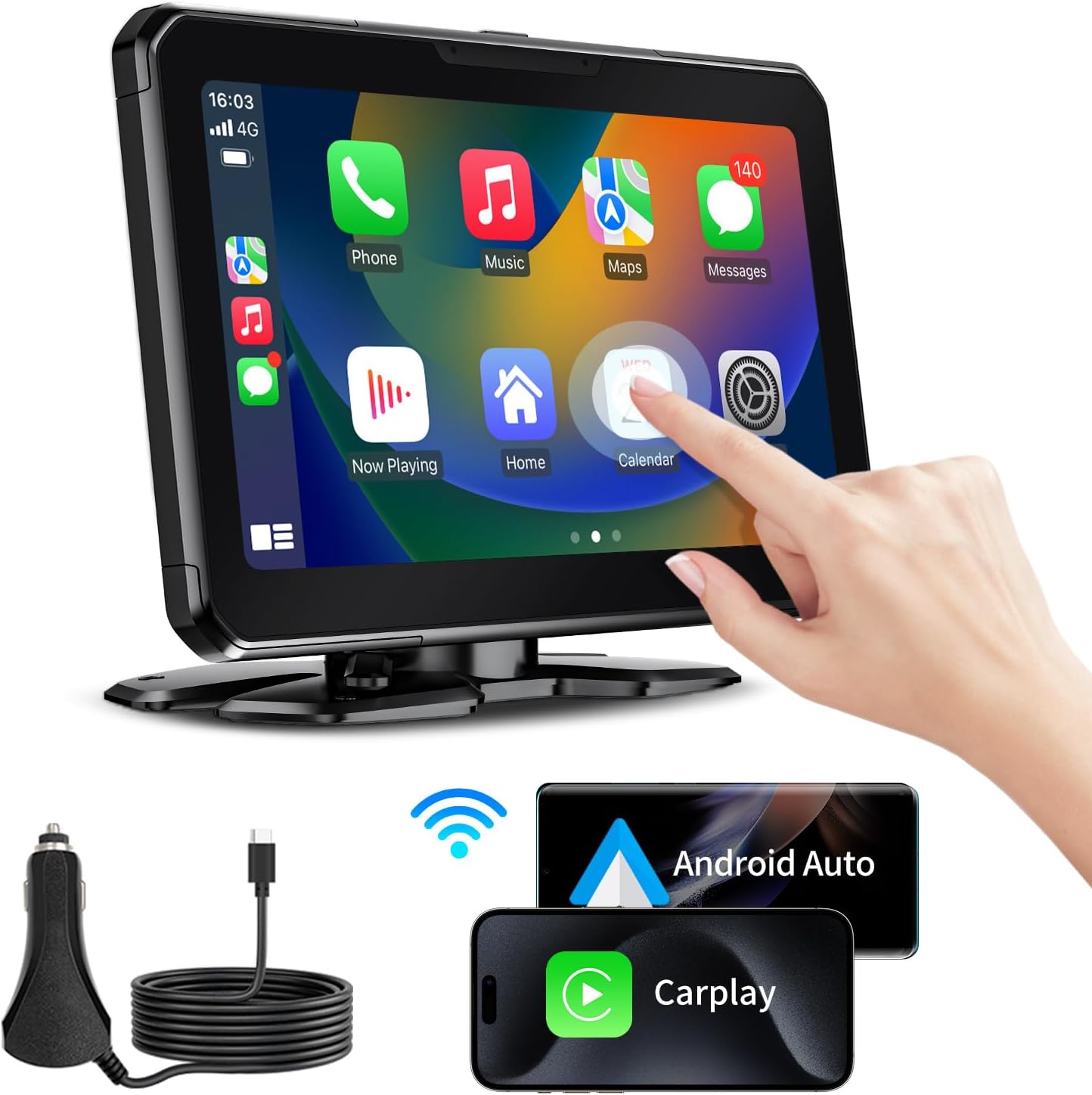 Amazon.com: Faninso 7" HD Portable CarPlay Screen for car, Compatible ...