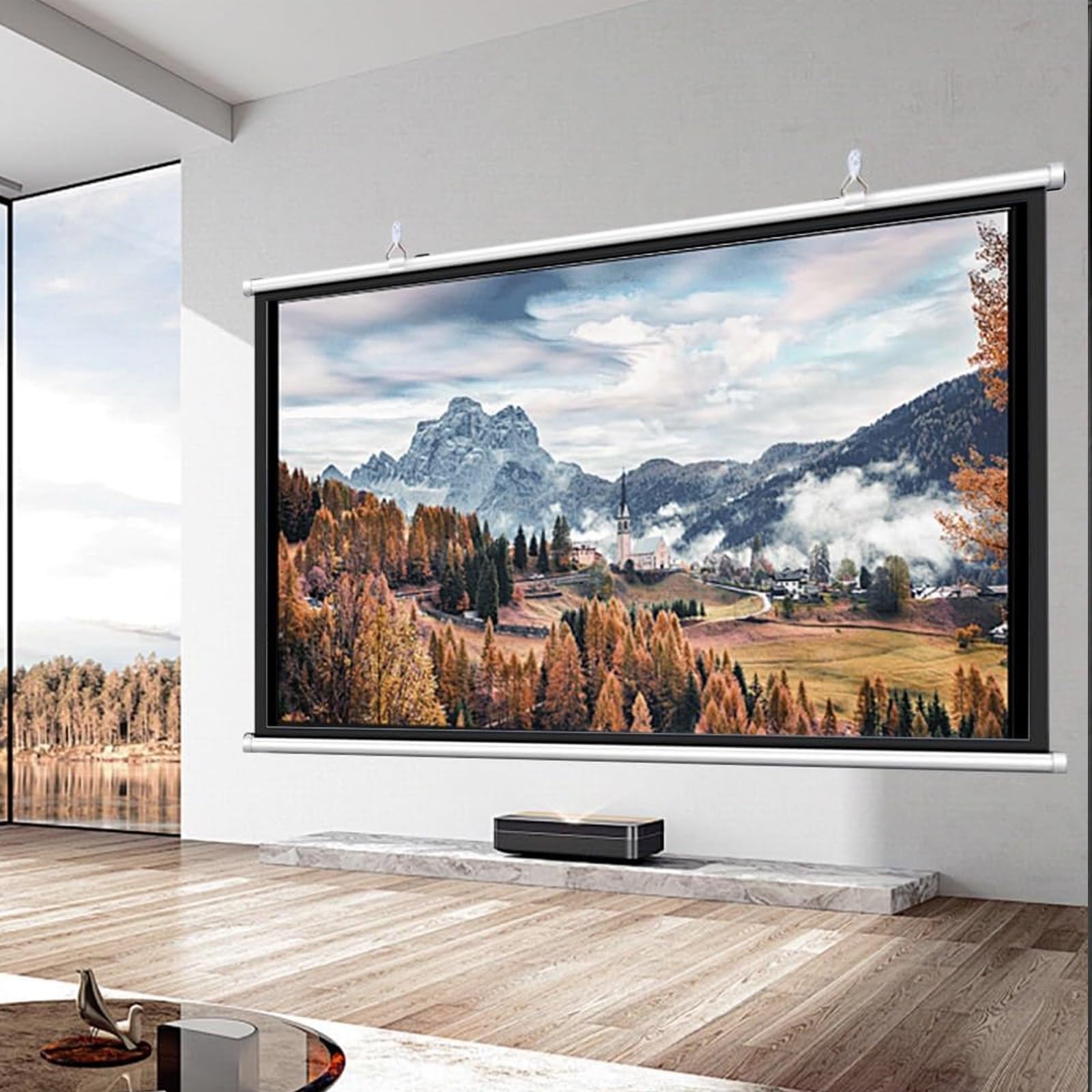 Pull-down Projector Screen GSKDZG 40" 50" 60" Manual Projector Screen ...