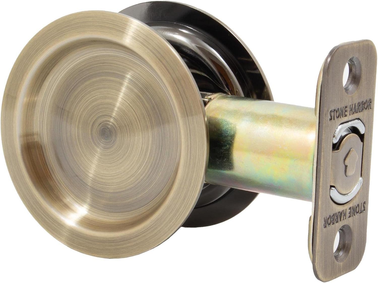 2-3/8 Backset Lock Stone Harbor Round Pocket Door Lock - Passage Latch ...
