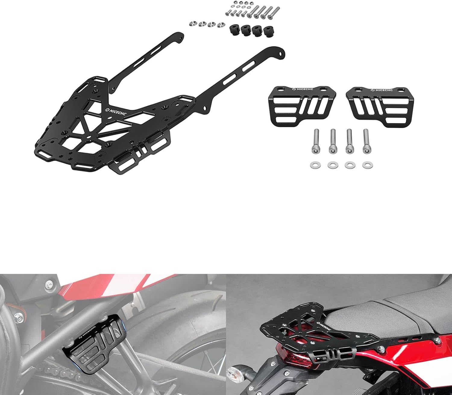 Amazon.com: NICECNC Motorcycle Rear Luggage Rack Tie Down Brackets ...