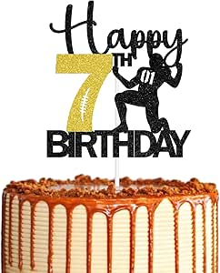 Amazon.com: Football Happy 7th Birthday Cake Topper, 7 Years Old, Boys ...