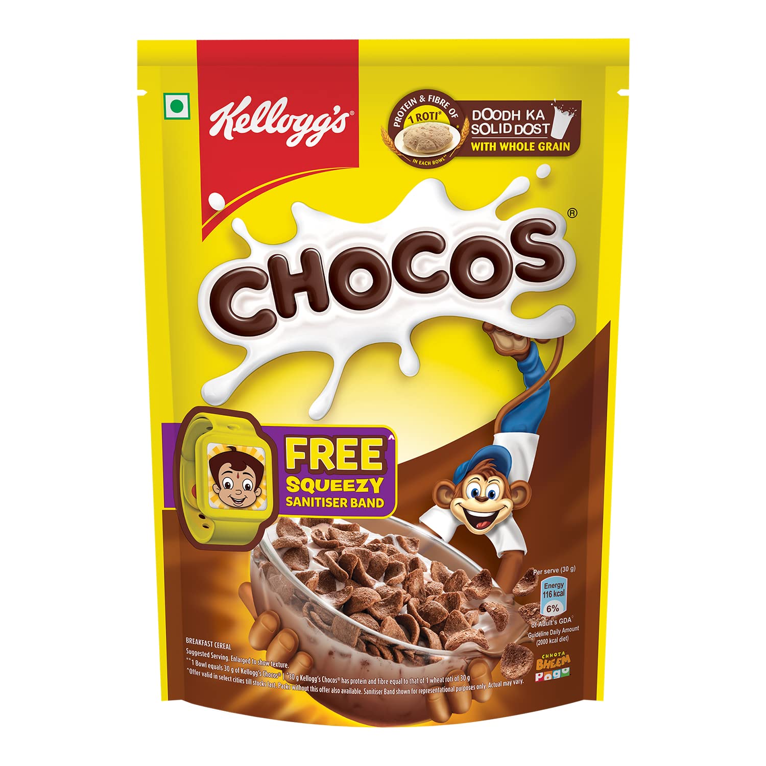 Kellogg's Chocos with Free Squeezy Sanitiser Band for Kids, with ...