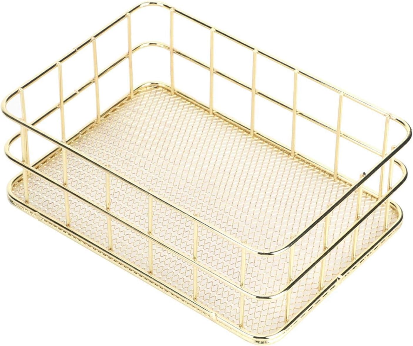 Amazon.com: GYY Gold Desktop Metal Storage Basket Storage Box Iron Grid ...