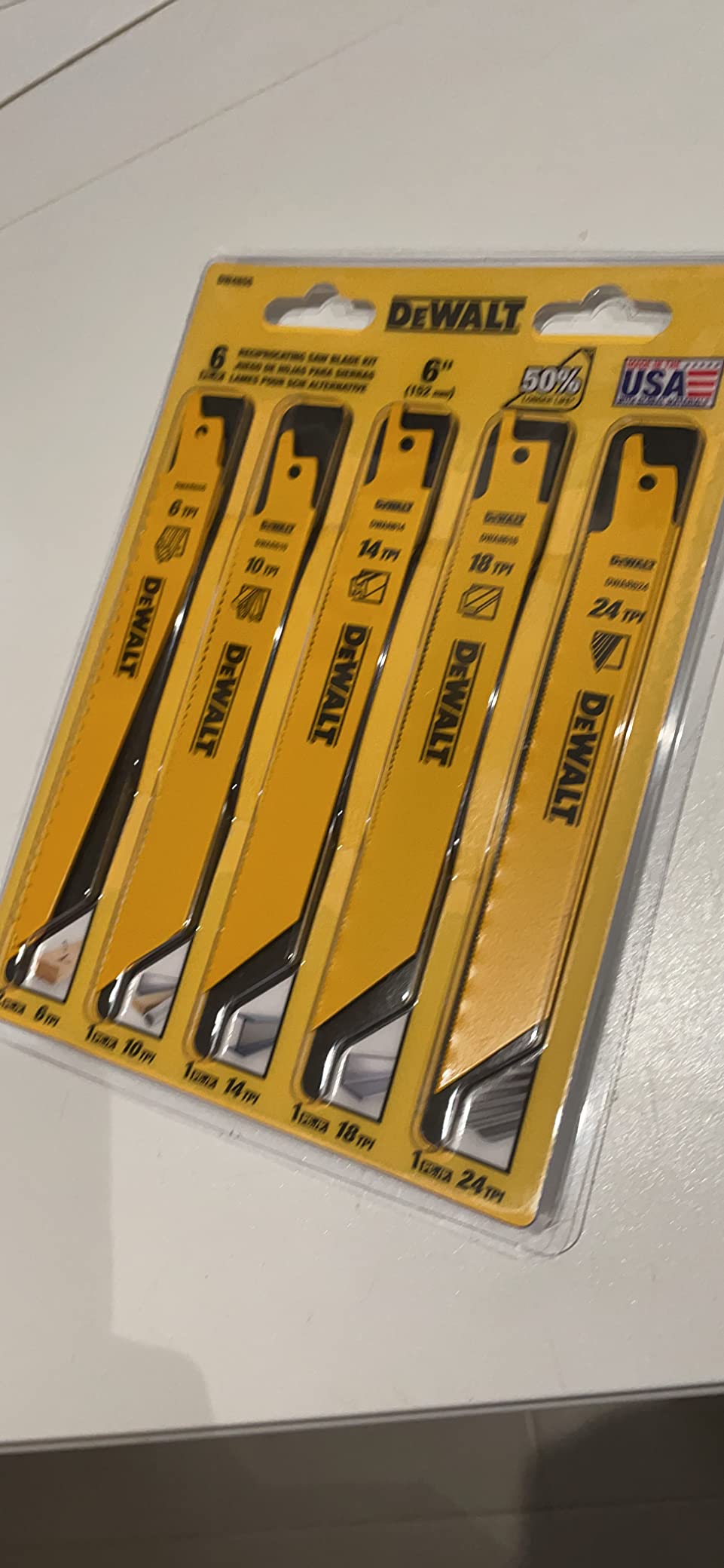 DEWALT DW4856 6pc Metal/Woodcutting Reciprocating Saw Blade Set ...