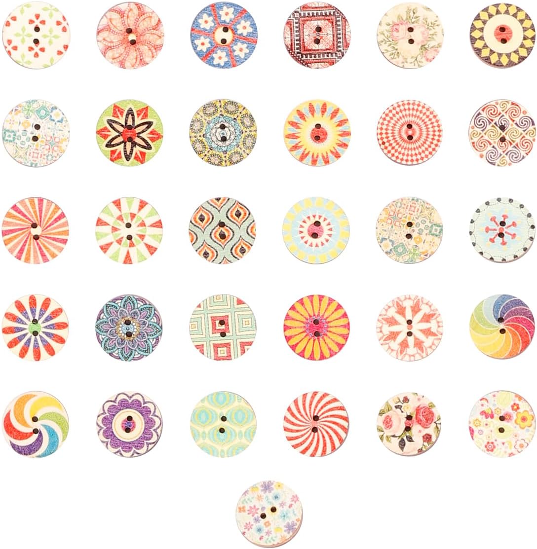 Tabanzhe 100 Wooden Buttons for Hand Sewing and Crafts - 20 Mm Round ...