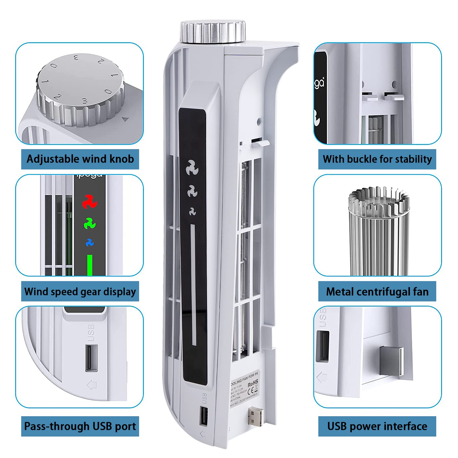 Snapklik.com : Geekria PS5 Cooling Fan: Vertical/Horizontal Mount, 3 ...