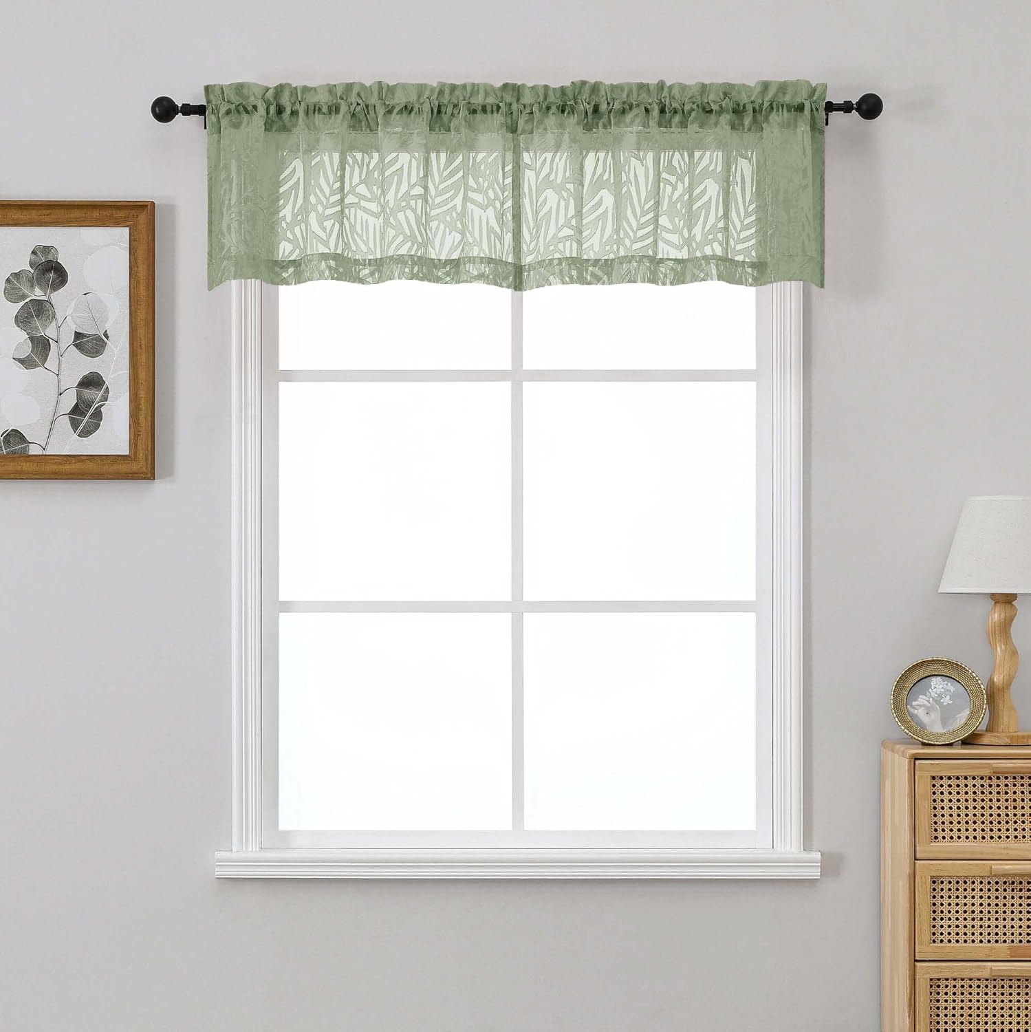 Amazon.com: OVZME Sage Green Valances for Windows 14 Inch Length 2 ...