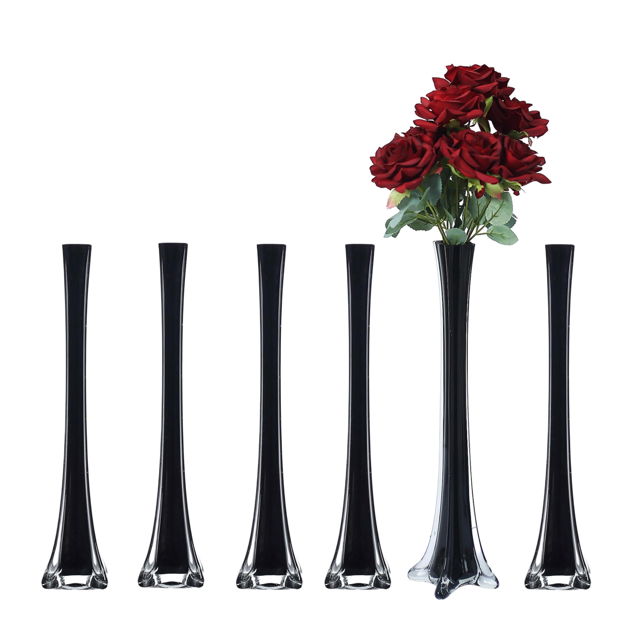 Craft And Party Eiffel Tower Vase, Pack of 6, 12" Black Flower Vases ...